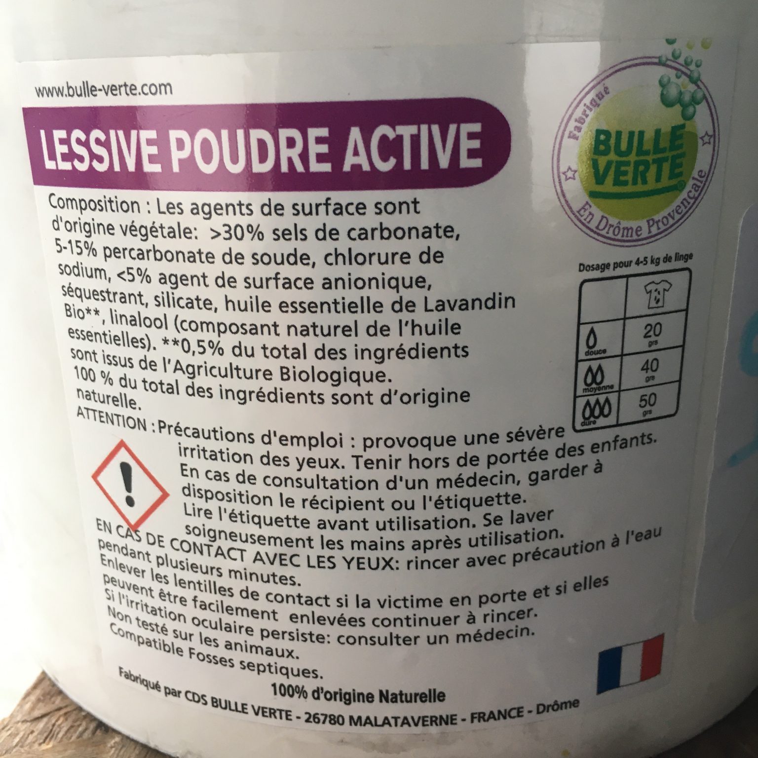Lessive Poudre Active Lavandin - Mon Bio Camion